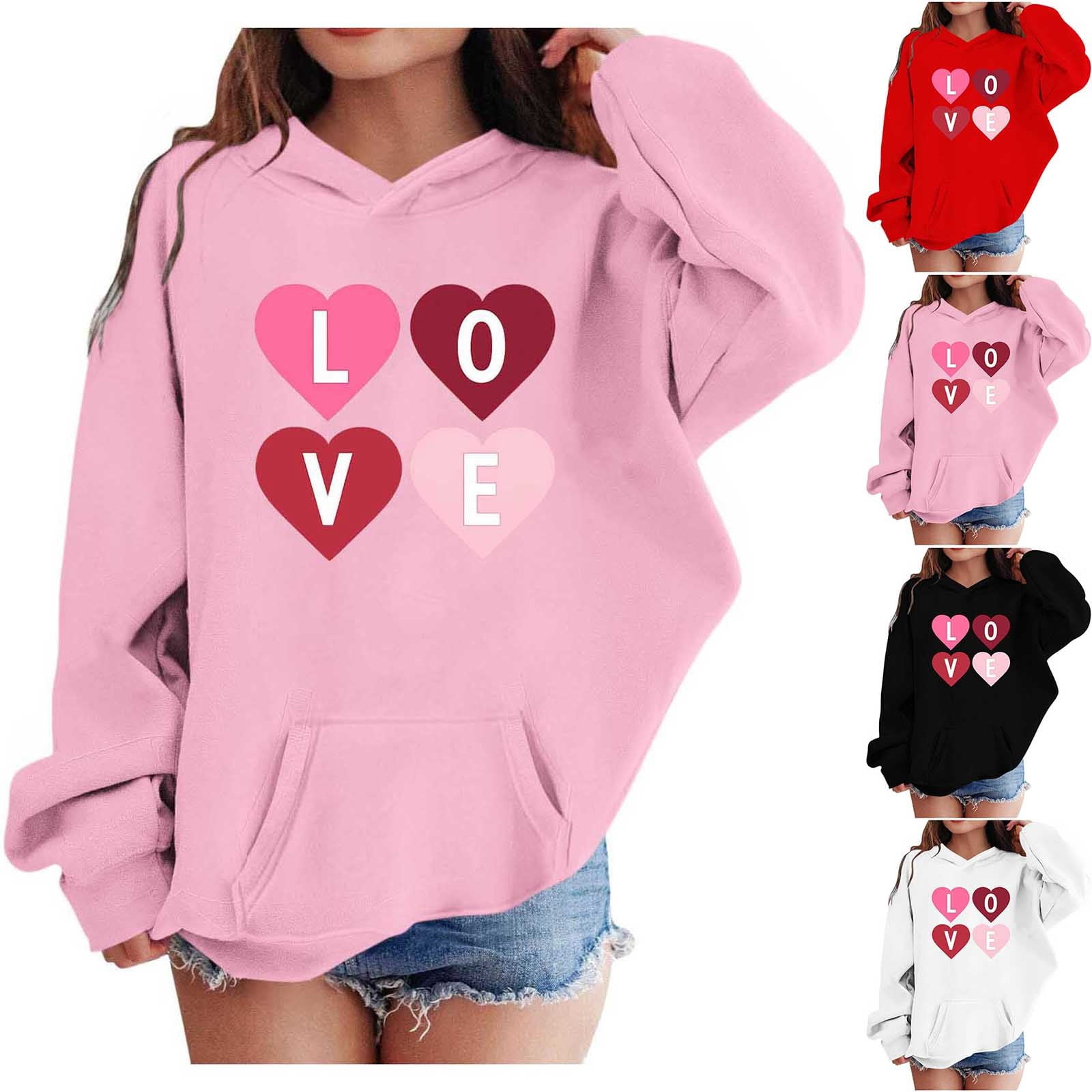 Cowsor Boys Girls Love Graphic Hoodie Casual Comfortable Pullover ...