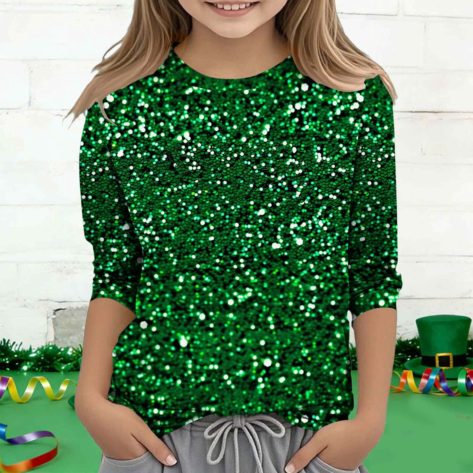 Cowsor Boys Girls St Patrick s Day Creative Printed 3/4 Sleeve Crewneck ...