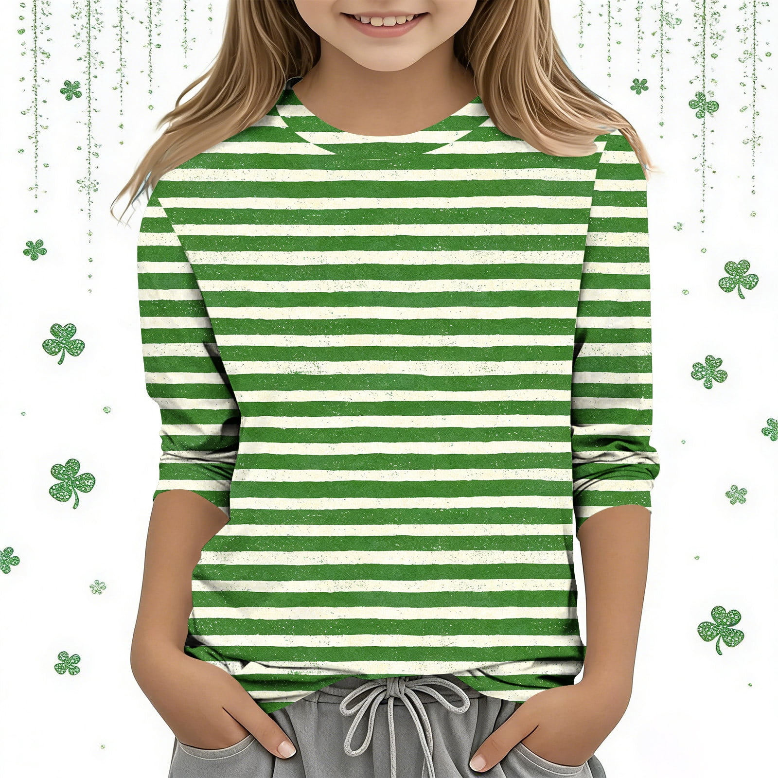 Cowsor Boys Girls St Patrick s Day Printed 3/4 Sleeve Crewneck Top ...