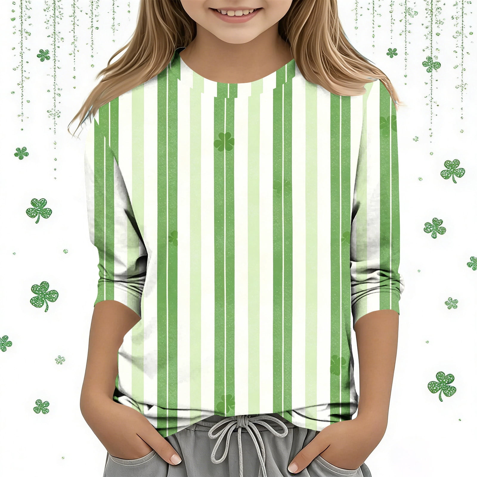 Cowsor Boys Girls St Patrick s Day Printed 3/4 Sleeve Crewneck Top ...