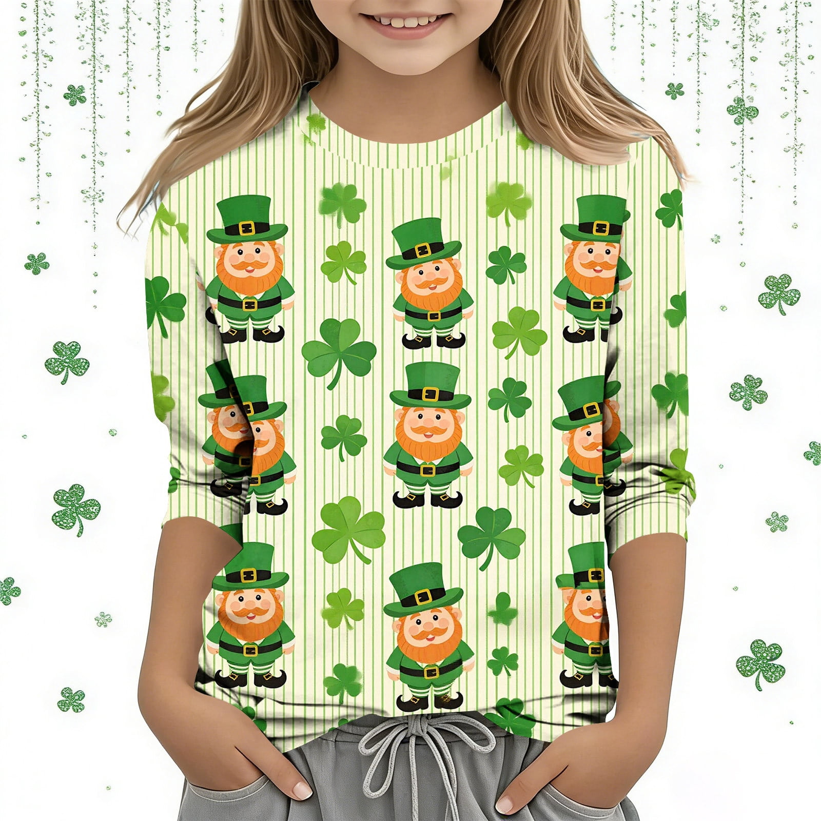 Cowsor Boys Girls St Patrick s Day Printed 3/4 Sleeve Crewneck Top ...