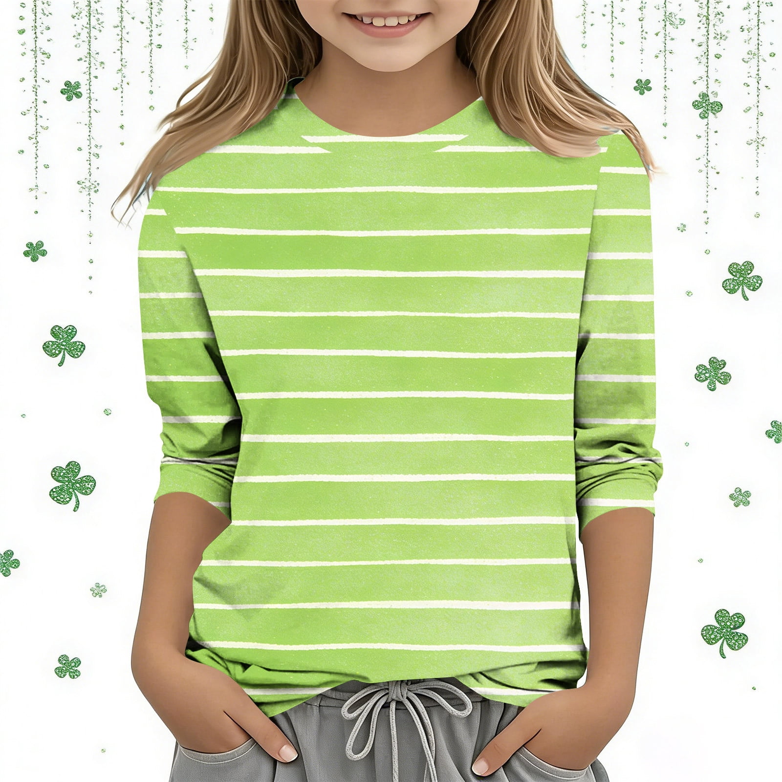Cowsor Boys Girls St Patrick s Day Printed 3/4 Sleeve Crewneck Top ...