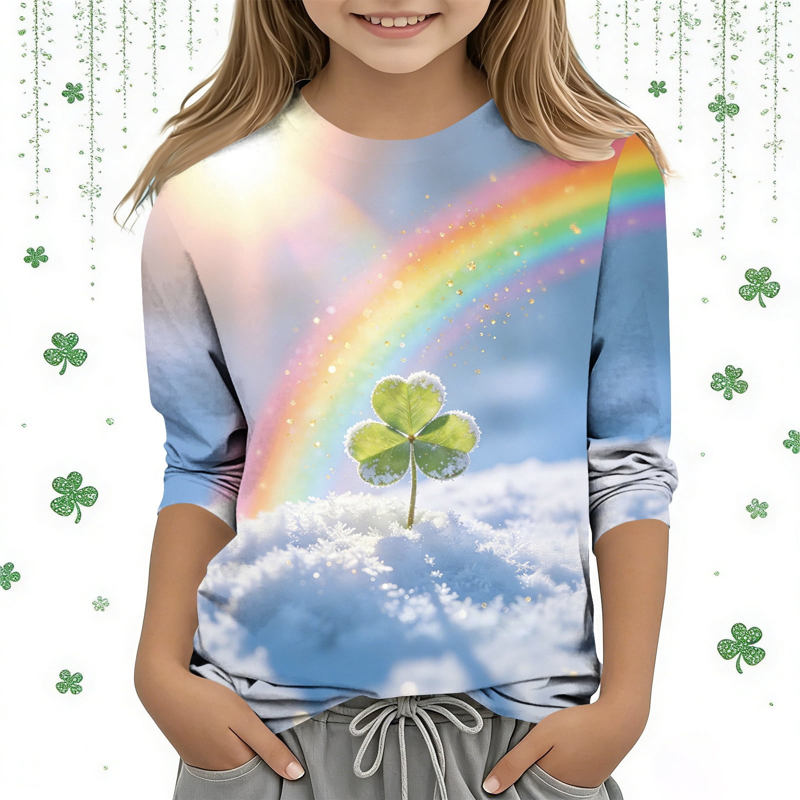 Cowsor Boys Girls St Patrick s Day Printed 3/4 Sleeve Crewneck Top ...