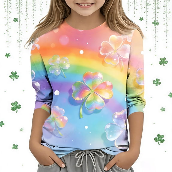 Cowsor Boys Girls St Patrick s Day Printed 3/4 Sleeve Crewneck Top ...