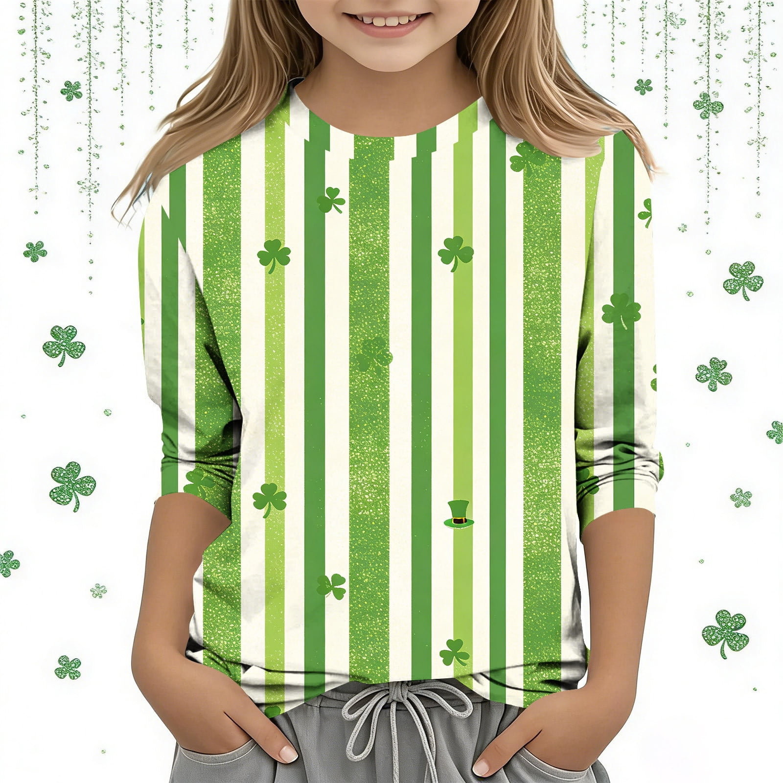 Cowsor Boys Girls St Patrick s Day Printed 3/4 Sleeve Crewneck Top ...
