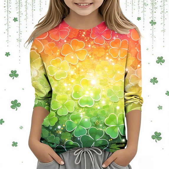 Cowsor Boys Girls St Patrick s Day Printed 3/4 Sleeve Crewneck Top ...