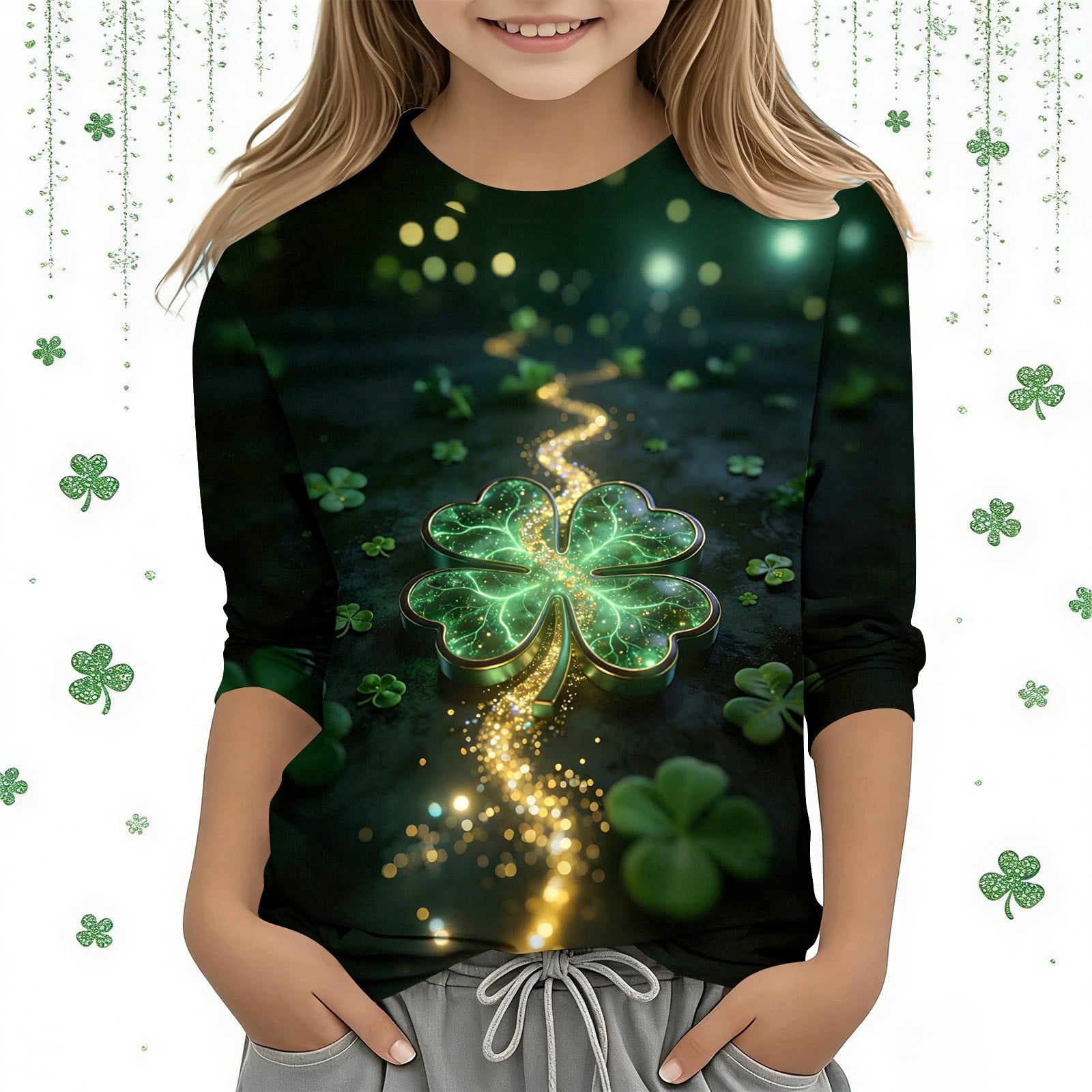 Cowsor Boys Girls St Patrick s Day Printed 3/4 Sleeve Crewneck Top ...