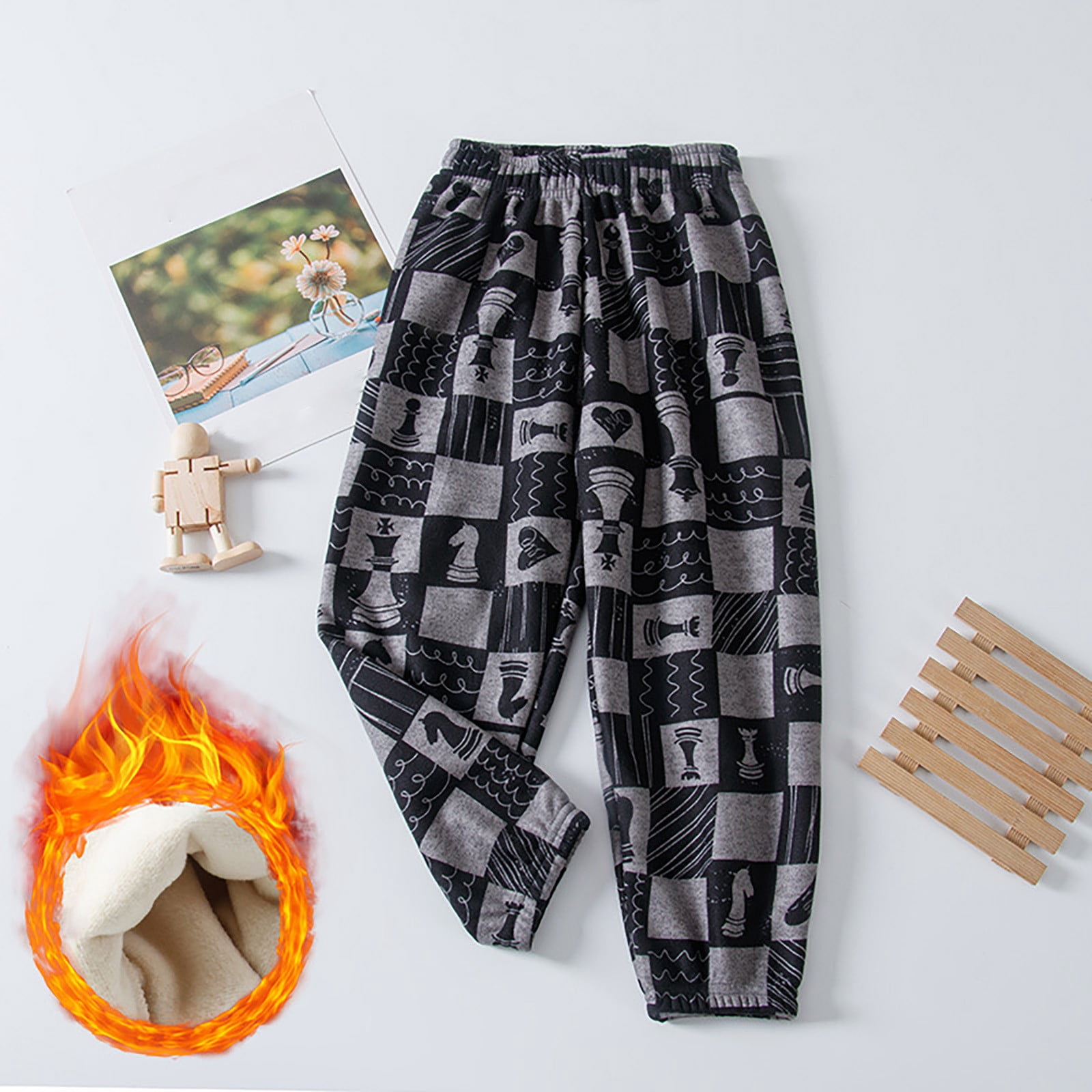 Cowsor Boys Plaid Sweatpants Fleece Lined Bottom Pants Girls Warm ...