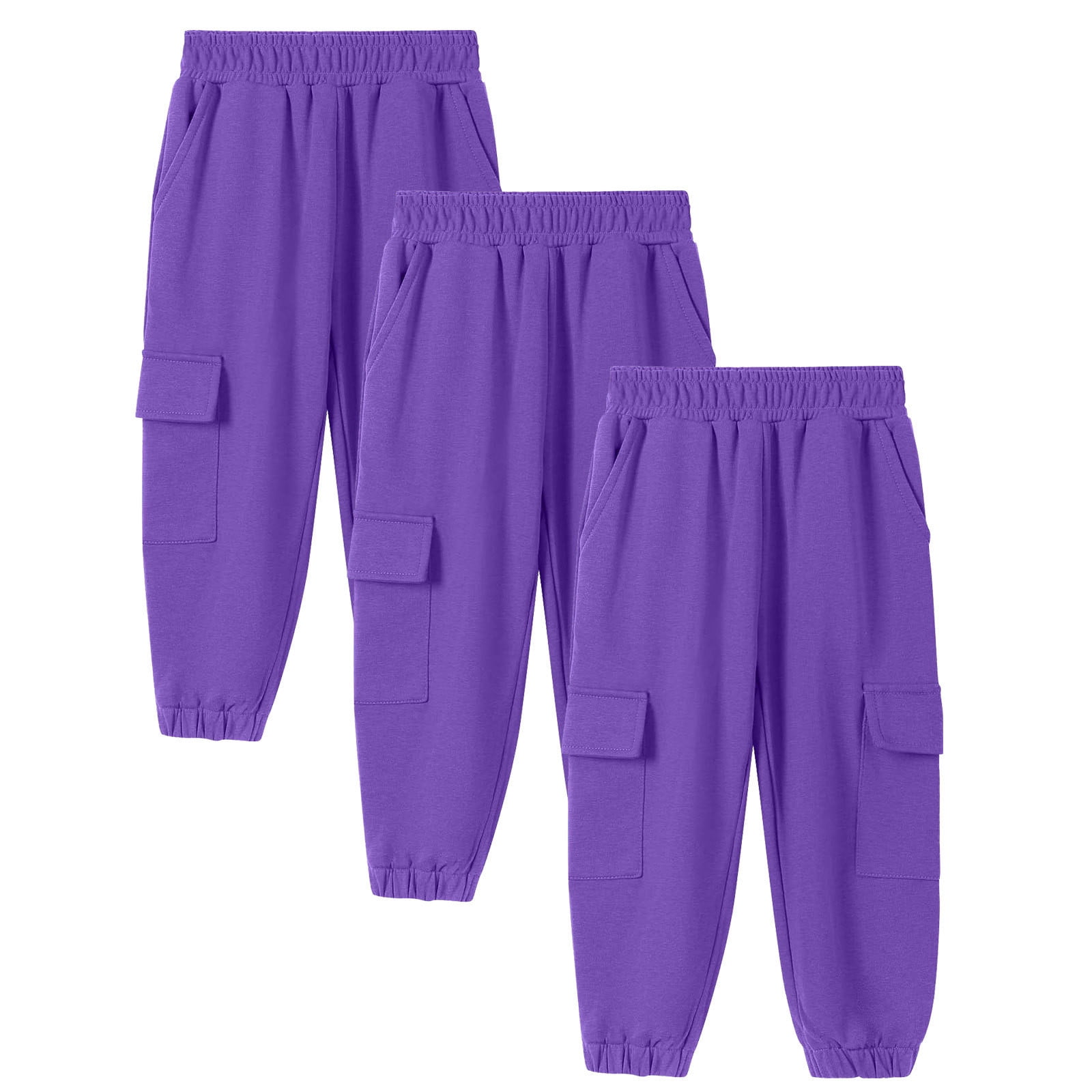 Cowsor Children's 3PC Solid Color Sweatpants - Elastic Waist with Side ...