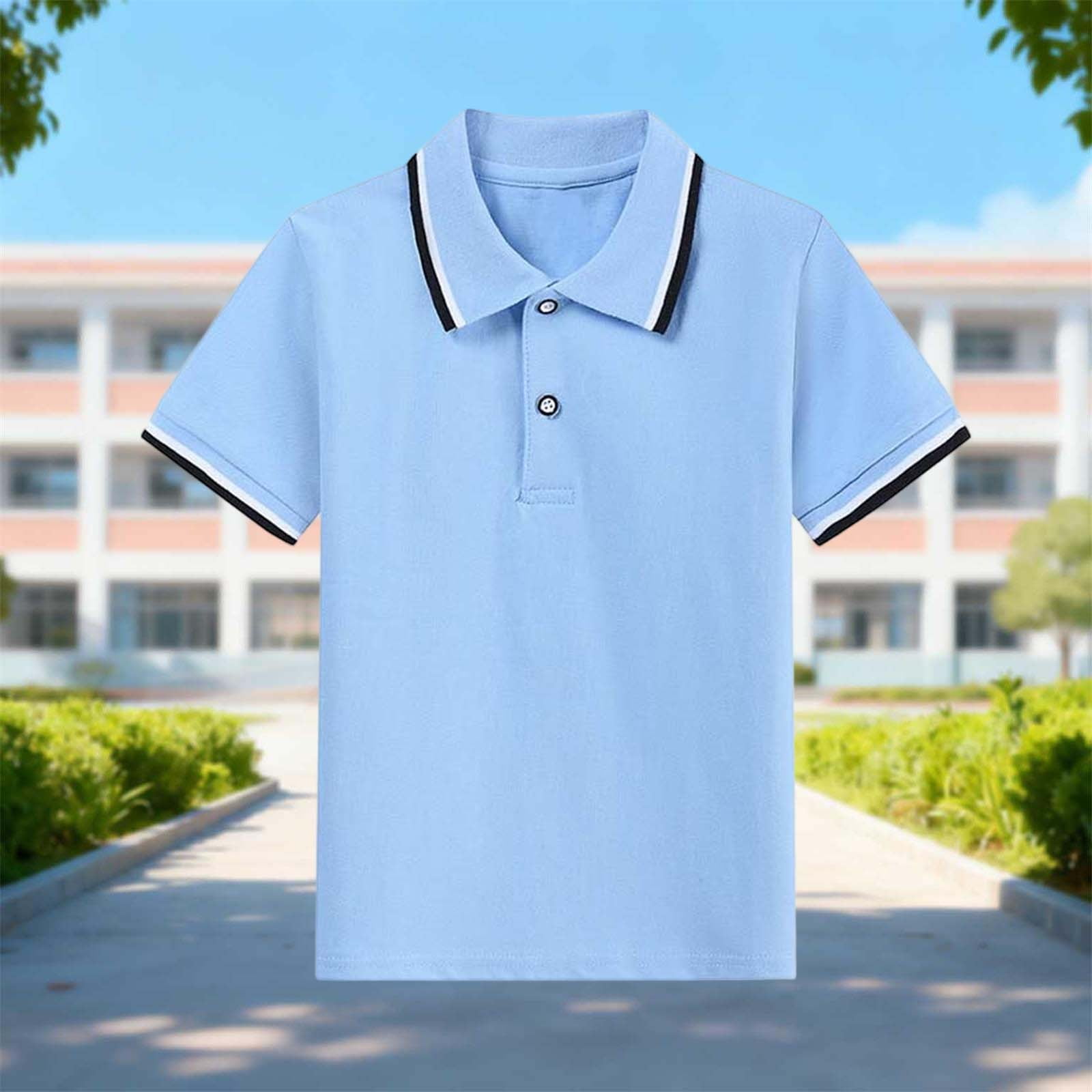 Cowsor Children's Trendy Striped Top - Short Sleeve Button-Up Casual ...