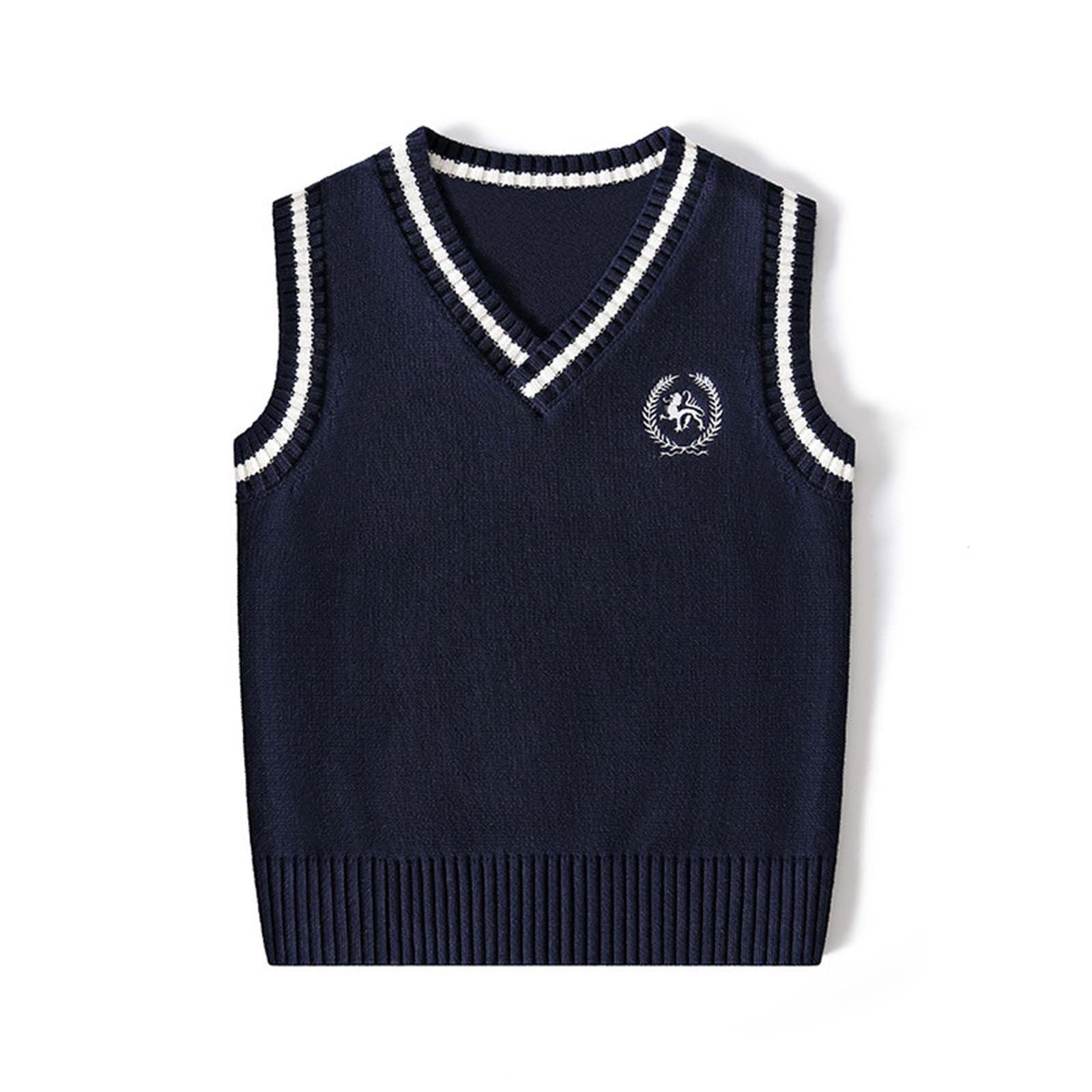 Cowsor Children’s V Neck Sweater Vest School Uniform Solid Color ...