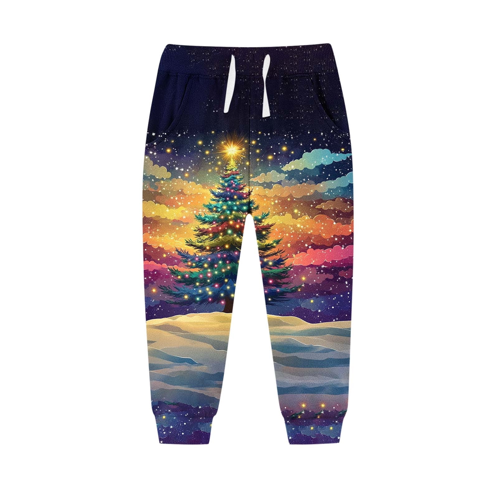Cowsor Christmas Pattern Pants for Boys Girls Straight Leg Xmas Tree ...