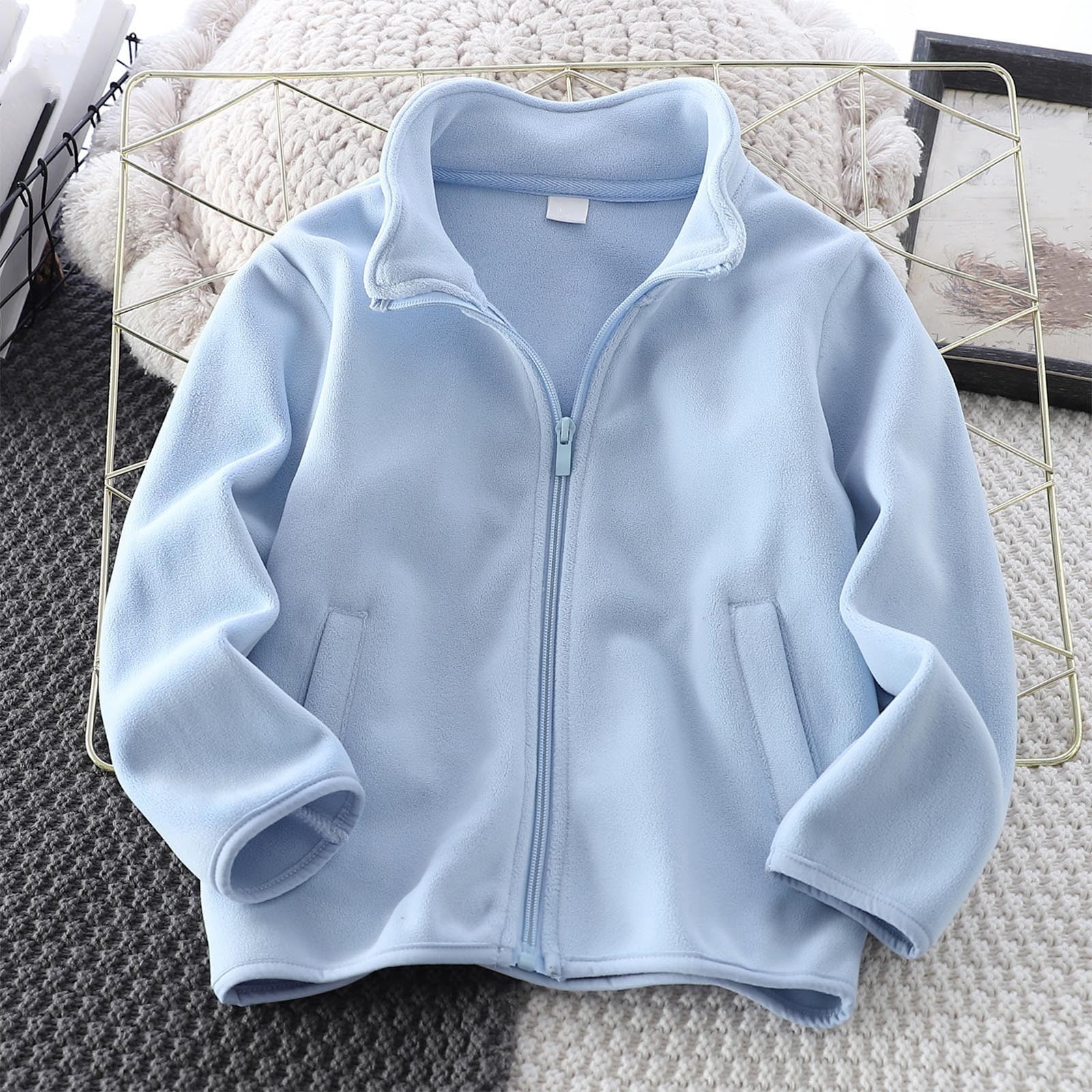 Cowsor Girls Boys Fuzzy Jackets Zip Up Stand Collar Long Sleeve Soft ...
