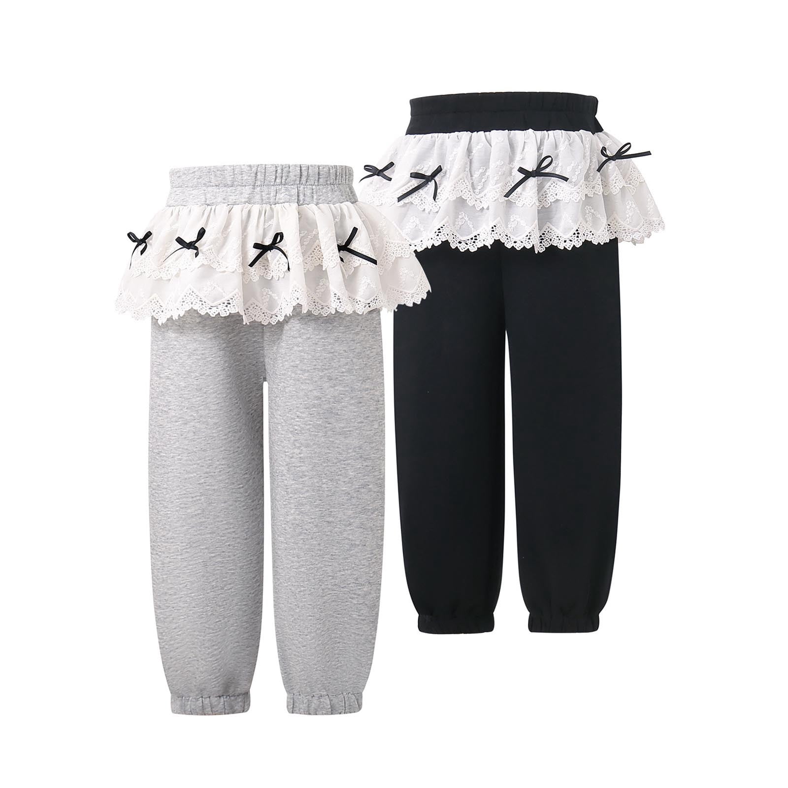 Cowsor Girls Butterfly Knot Fart Curtain Pants Cotton Sweatpants ...