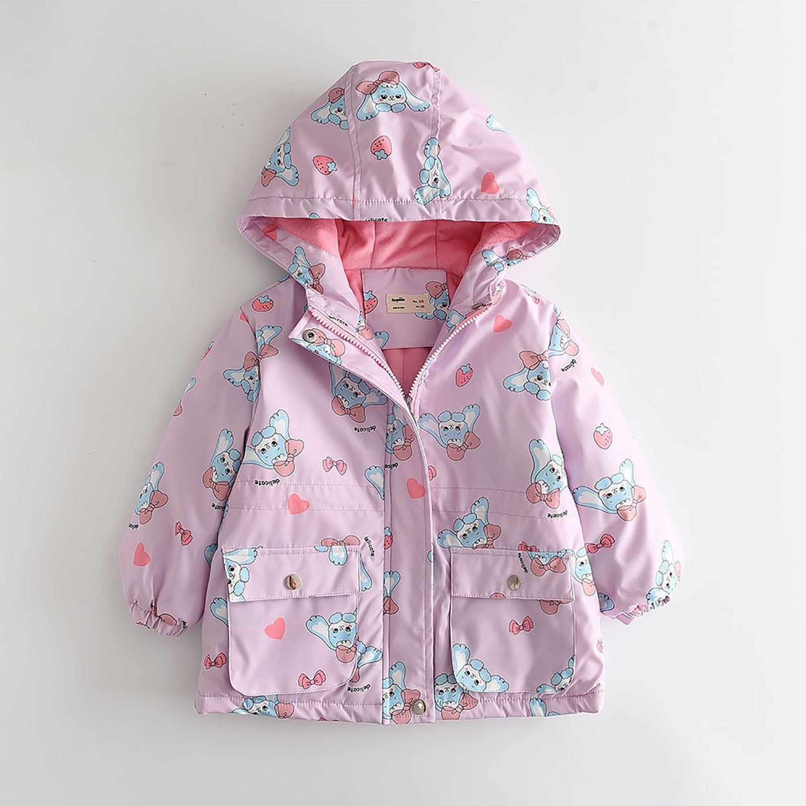 Cowsor Girls Cartoon Unicorn Jackets Spring Zip Kids Hooded Flamingo ...