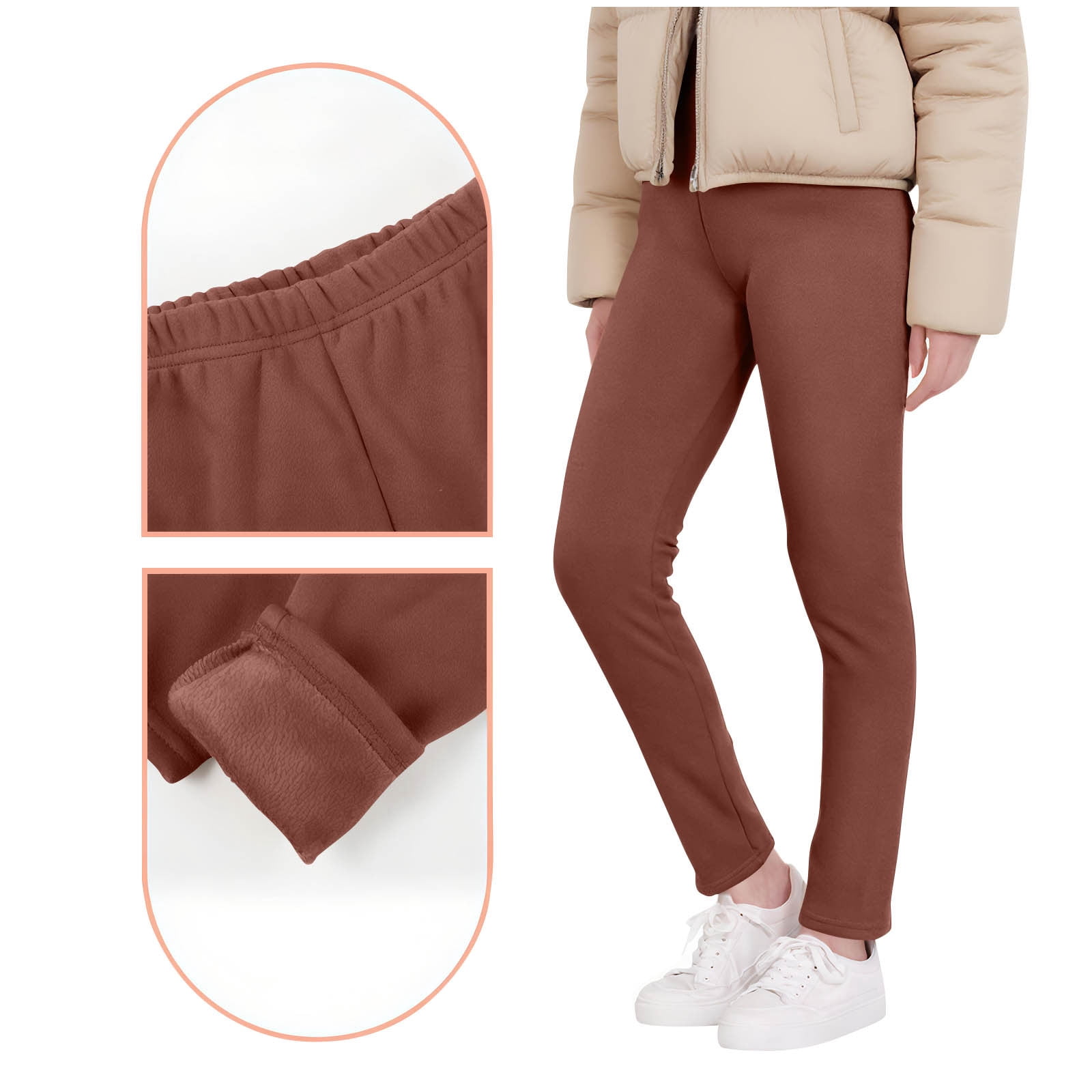Cowsor Girls Fleece Lined Leggings Thick Winter Warm Pants for Kids ...