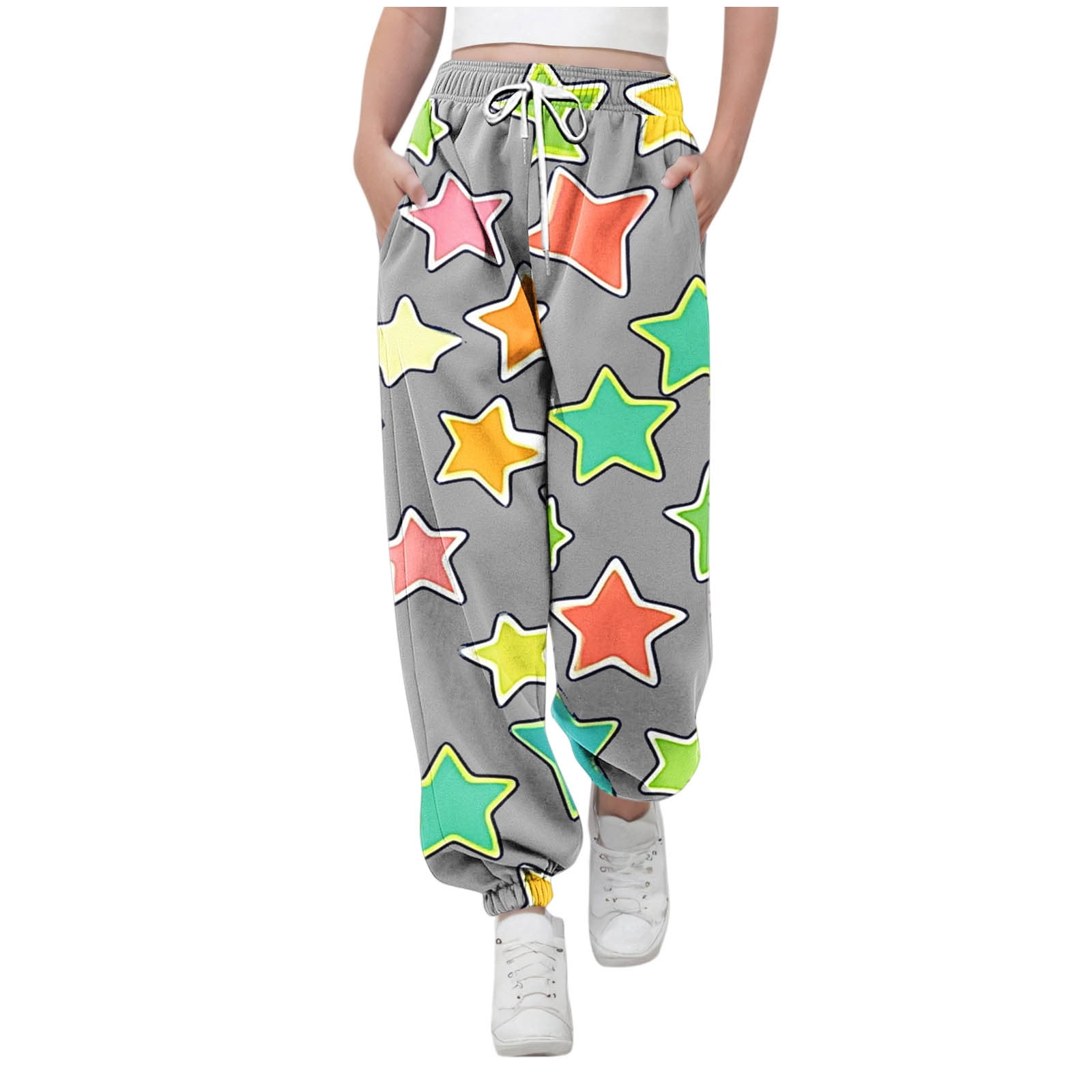 Cowsor Girls Graphic Print Sweatpants Athletic Drawstring Joggers Cute ...