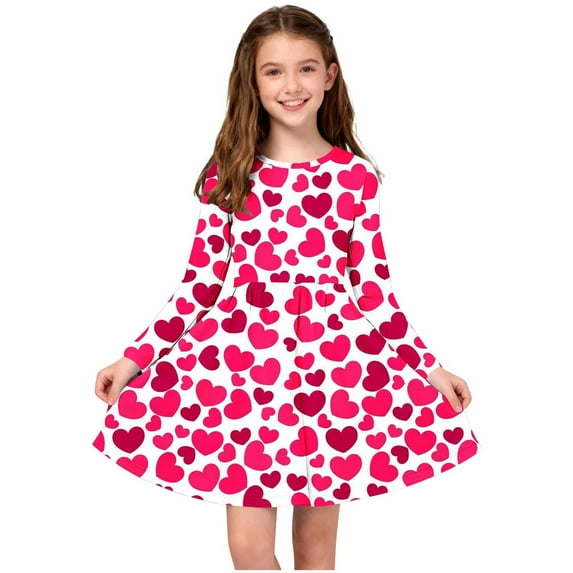 Cowsor Girls' Long Sleeve Twirly Skater Dress - A-Line Stretch School ...