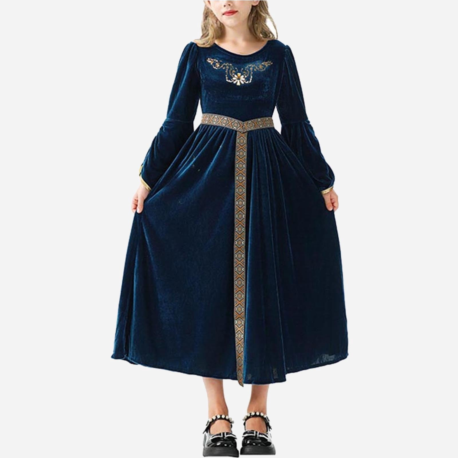 Cowsor Girls Medieval Tea Party Dress Victorian Era Bubble Sleeves ...