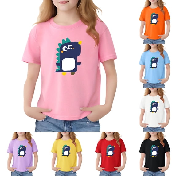 Cowsor Girls Penguin Printed Short Sleeve Crewneck T Shirt Cute Casual ...