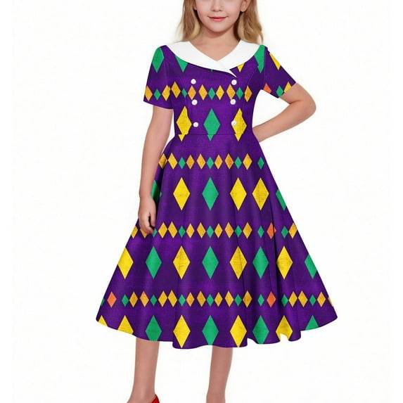 Cowsor Girls' Short Sleeve Stretchy Skater Dress - A-Line Twirly ...