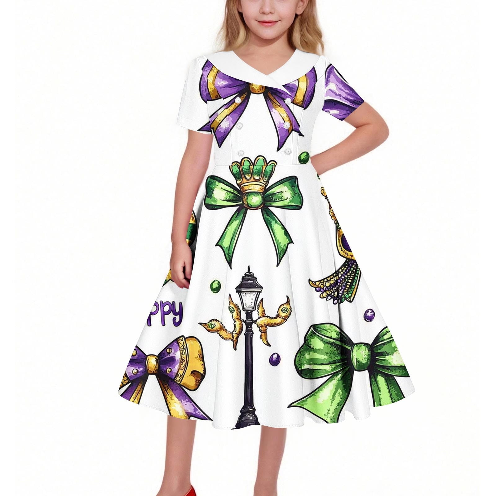 Cowsor Girls' Short Sleeve Stretchy Skater Dress - A-Line Twirly ...