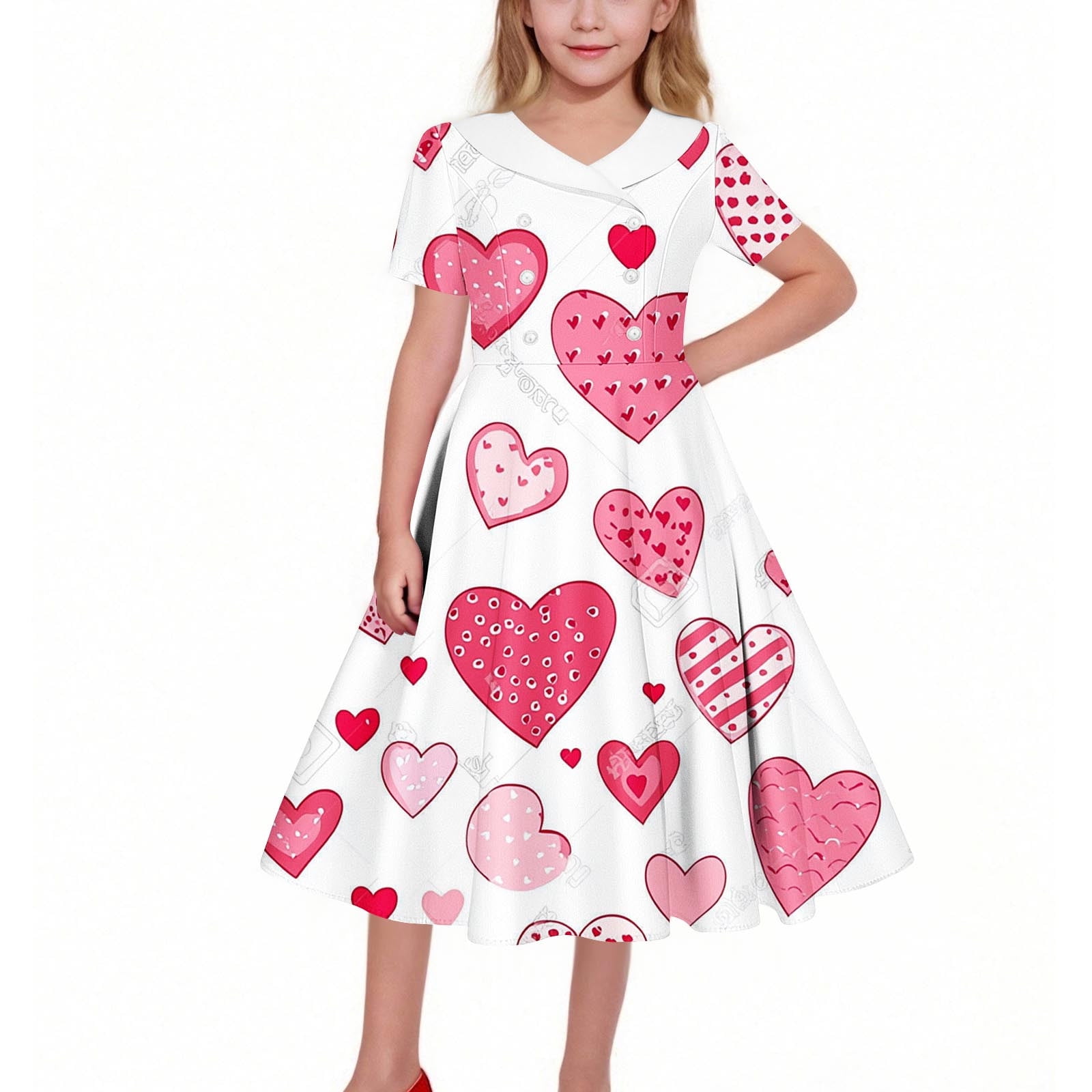 Cowsor Girls' Short Sleeve Stretchy Skater Dress - A-Line Twirly ...