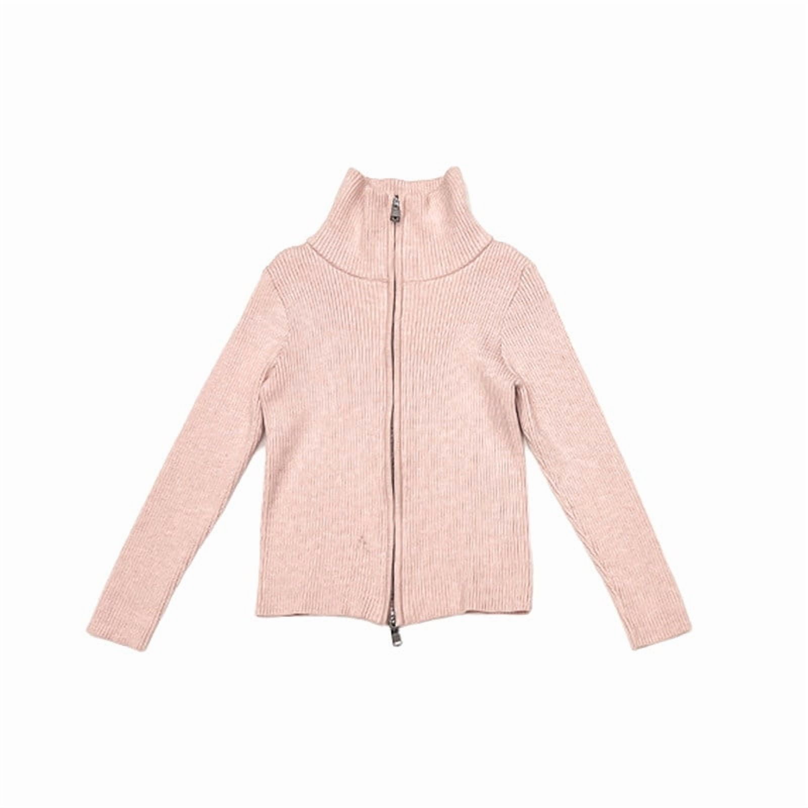 Cowsor Girls Stand Collar Cardigan Double Zipper Front Vintage Knit ...