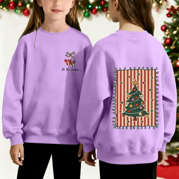 Cowsor Girls Sweatshirts Kids Cute Graphic Crewneck Pullover Tops Xmas ...