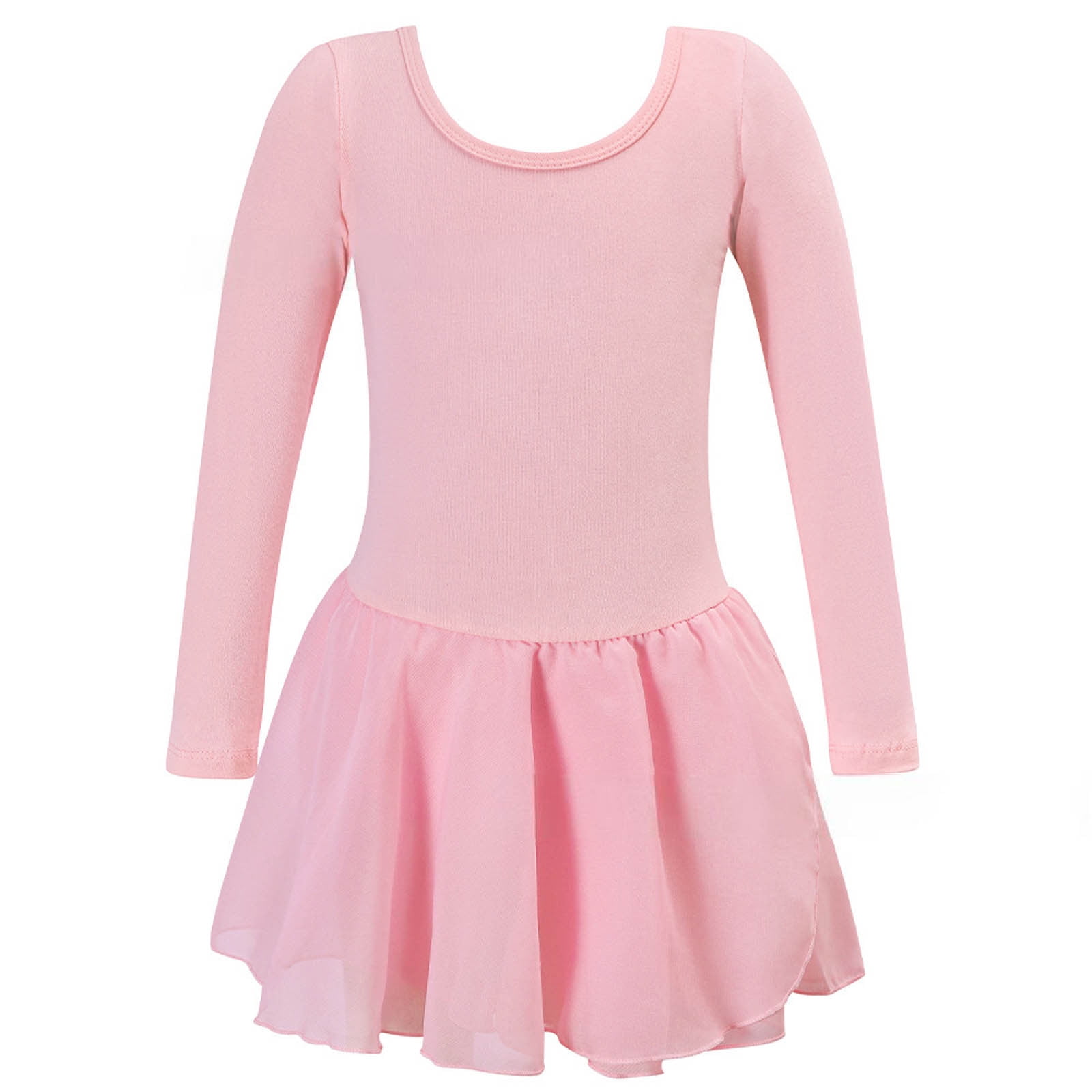 Cowsor Girls Team Basic Long Sleeve Leotard with Skirt Kid Dance Ballet ...