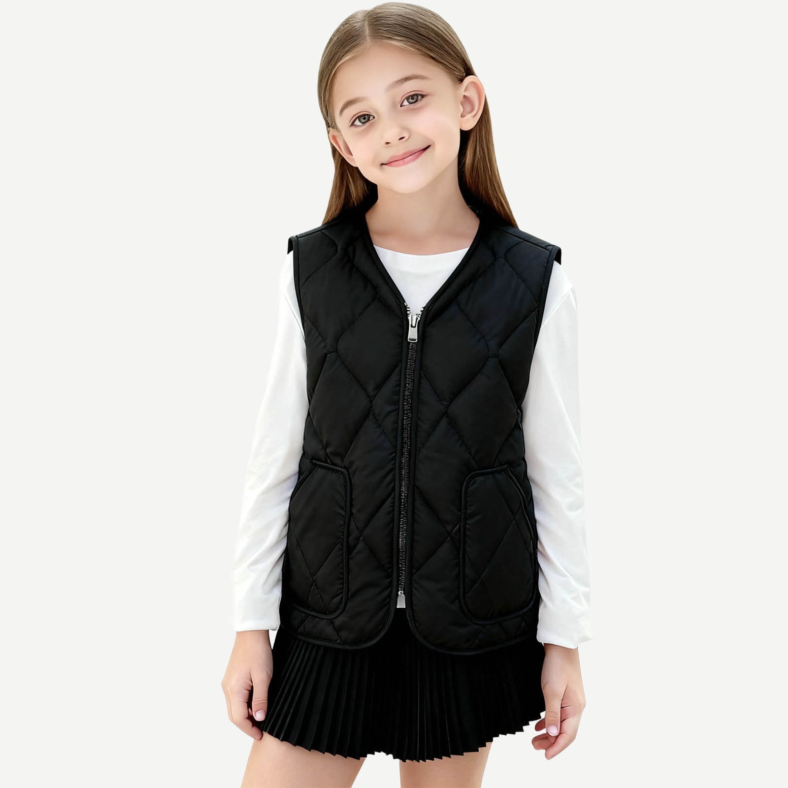 Cowsor Girls Winter Zipper Puffer Vest Lightweight Sleeveless Outwear ...