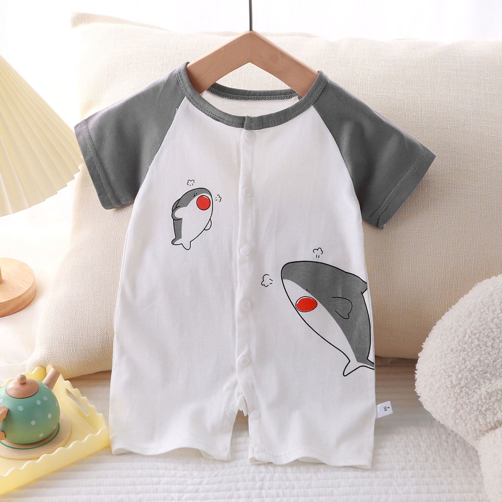 Cowsor Infant Short Sleeve Snap Button Onesie Lightweight Summer Romper ...