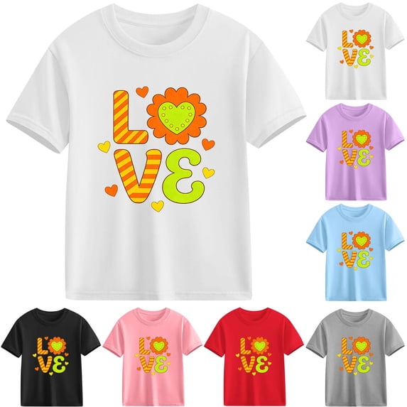 Cowsor Kids Back to School Graphic Print Casual Short Sleeve Cotton Tee ...