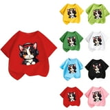 Cowsor Kids Cat Printed Short Sleeve T Shirt Soft Casual Summer Top for ...