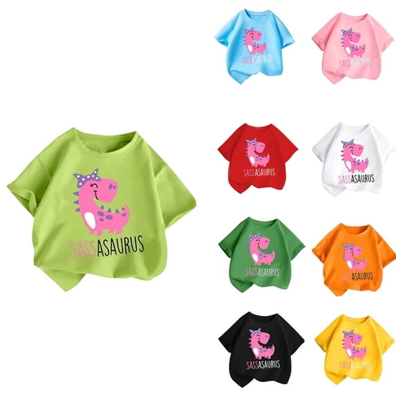 Cowsor Kids Dinosaur Printed Short Sleeve Crewneck T Shirt Casual ...