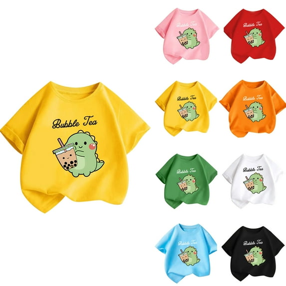 Cowsor Kids Dinosaur Printed Short Sleeve Crewneck T Shirt Fun Summer ...
