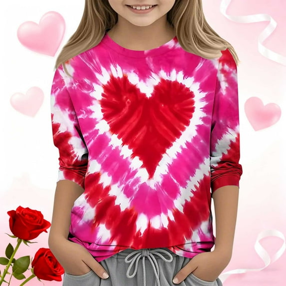 Cowsor Kids Fashion Heart Print 3/4 Sleeve Round Neck Top | Trendy ...