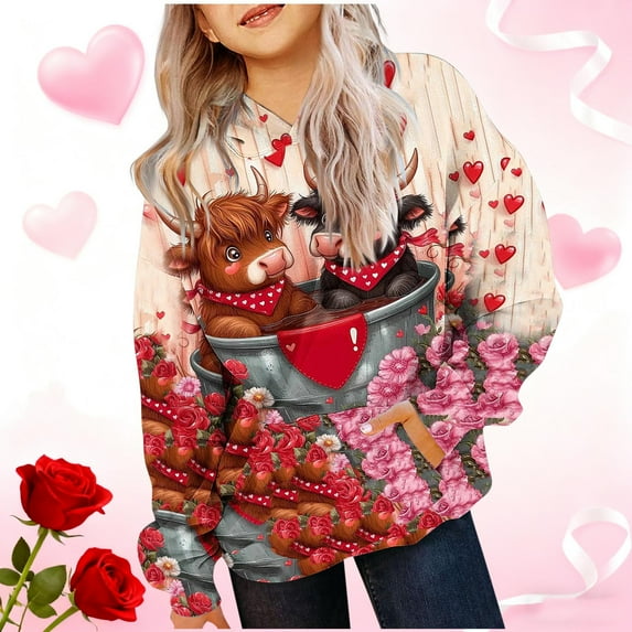 Cowsor Kids Hooded Sweatshirt | Long Sleeve Printed Round Neck | Soft ...