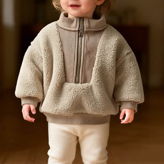 Cowsor Kids Thick Stand Collar Lamb Fleece Pullover Hoodie - Cozy Warm ...