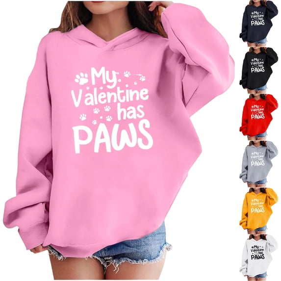 Cowsor Kids Valentine s Day Heart Graphic Hoodie Long Sleeve Pullover ...