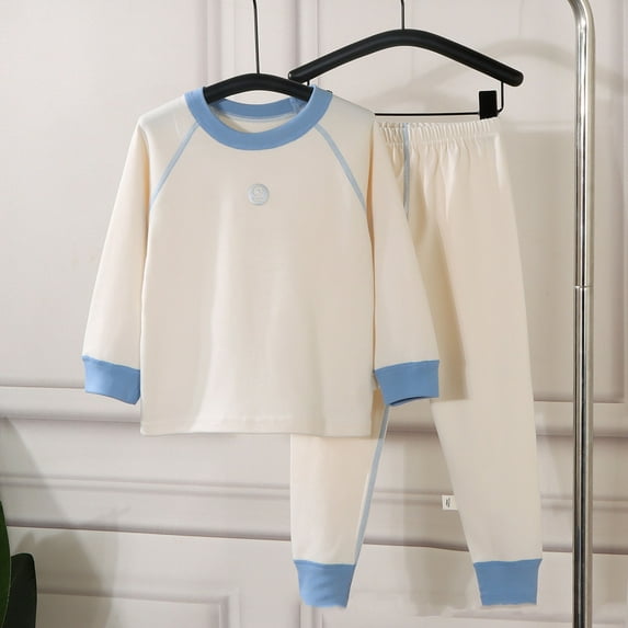 Cowsor KidsLong Sleeve Set Round Neck Cotton Linen Tops Shirt Set Home ...