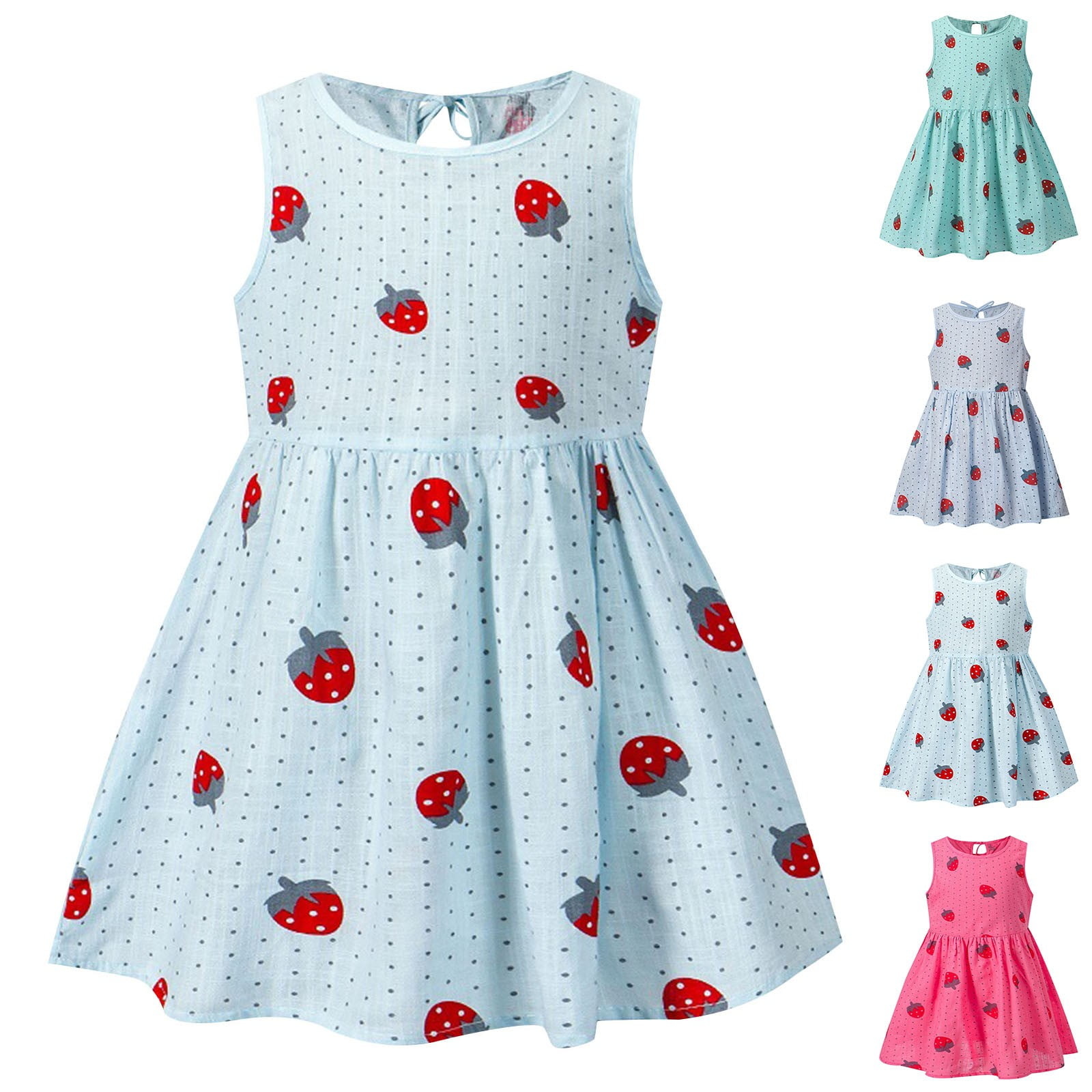 Cowsor Little Girls Cartoon Printed Cotton Sleeveless Dress Sweet ...