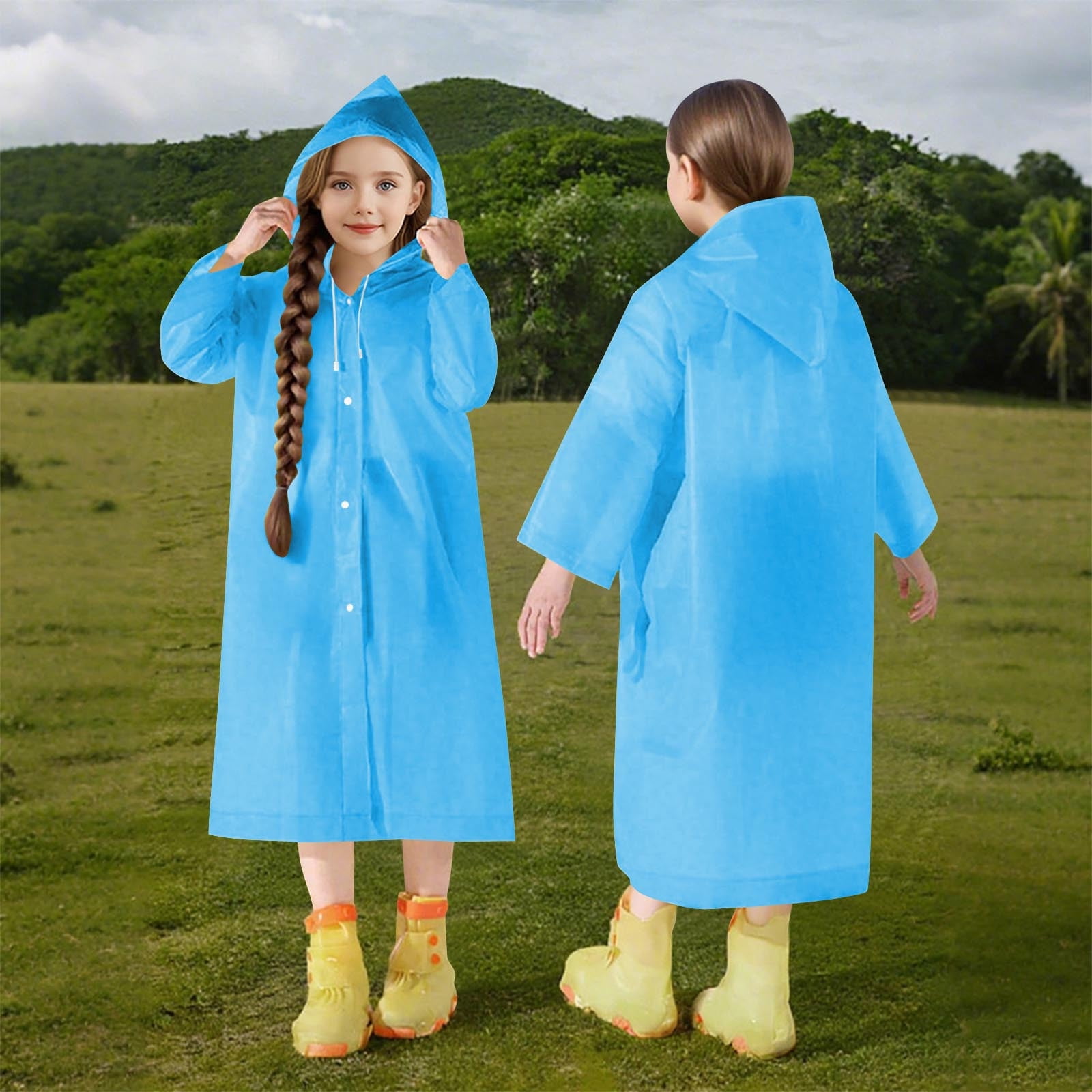 Cowsor Rain Ponchos Raincoats for Boys Girls Reusable Rain Poncho with ...