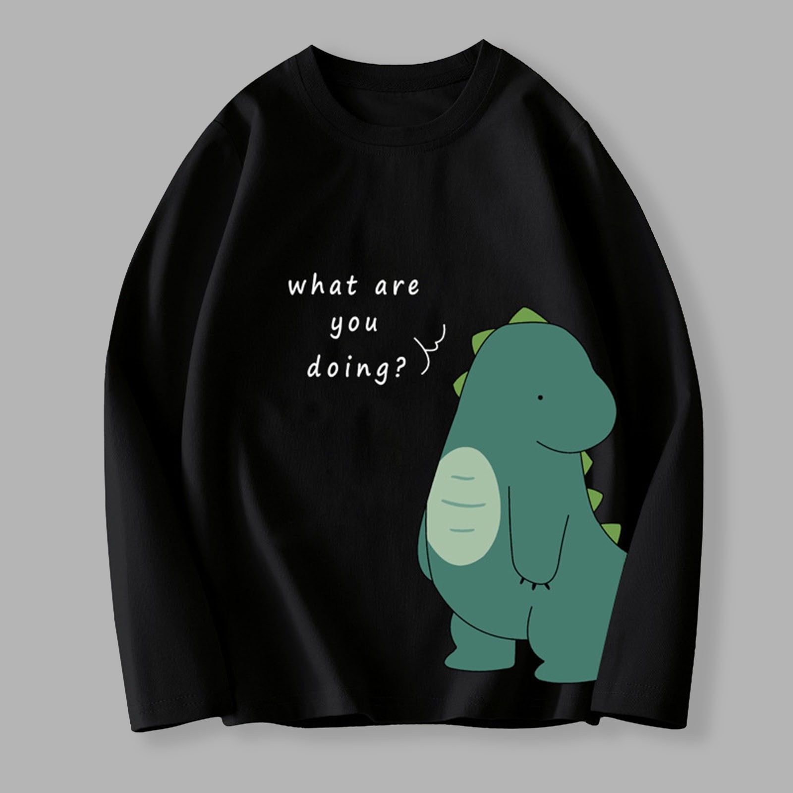 Cowsor T Shirts for Kids Casual Loose Graphic 2D Print Tee Comfort Crewneck Long Sleeve Blouses ...