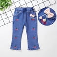 Cowsor Toddler Girls Pearl Embellished Stretch Flare Jeans Patch Detail ...