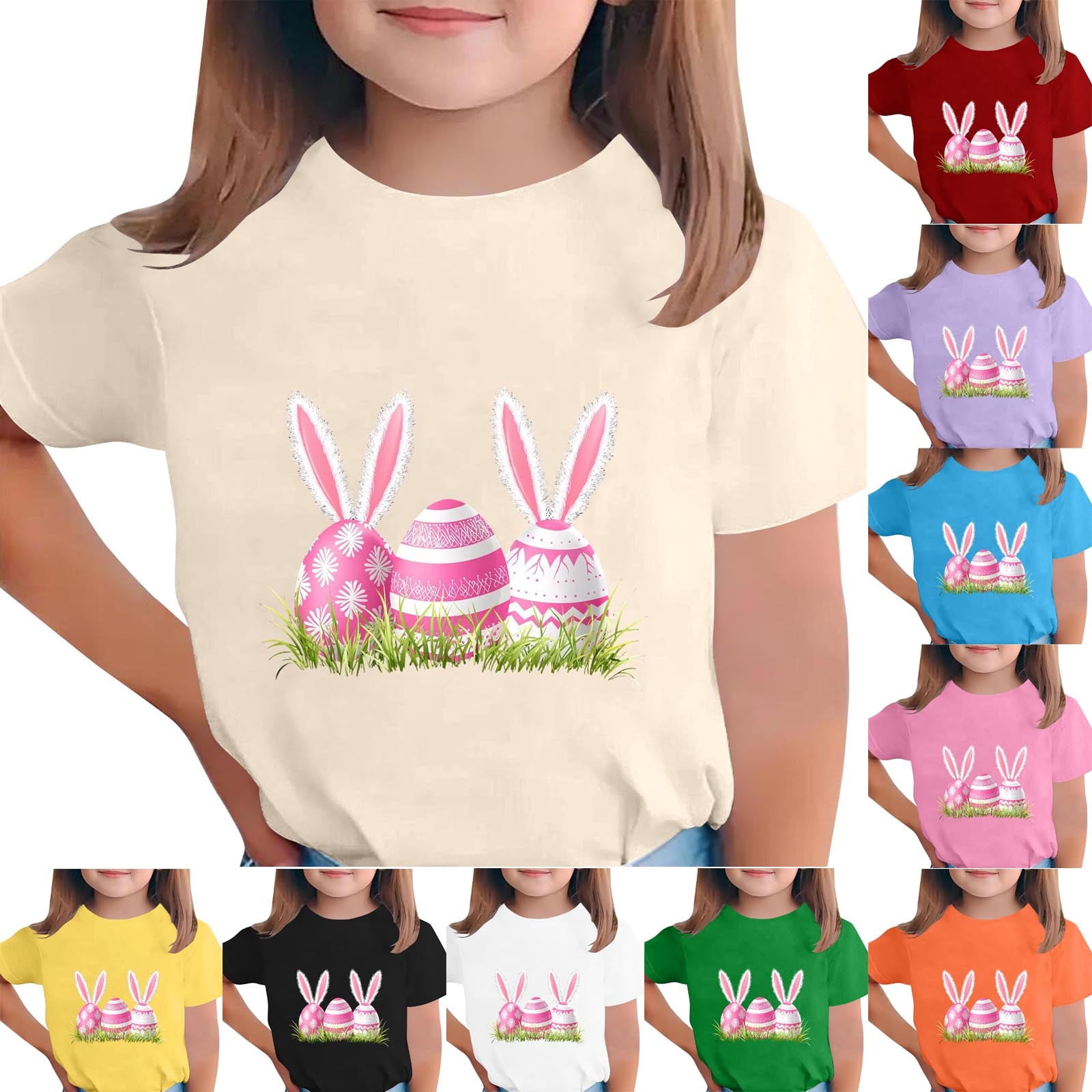 Cowsor Tween Boys Girls Easter Fun Print Crew Neck Short Sleeve Cotton ...