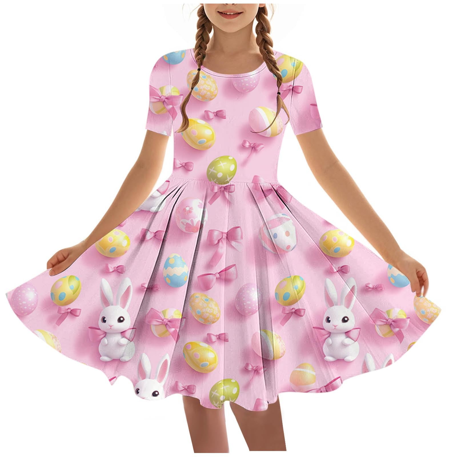 Cowsor Tween Girls Easter Printed Short Sleeve Crew Neck Ballet Dance ...