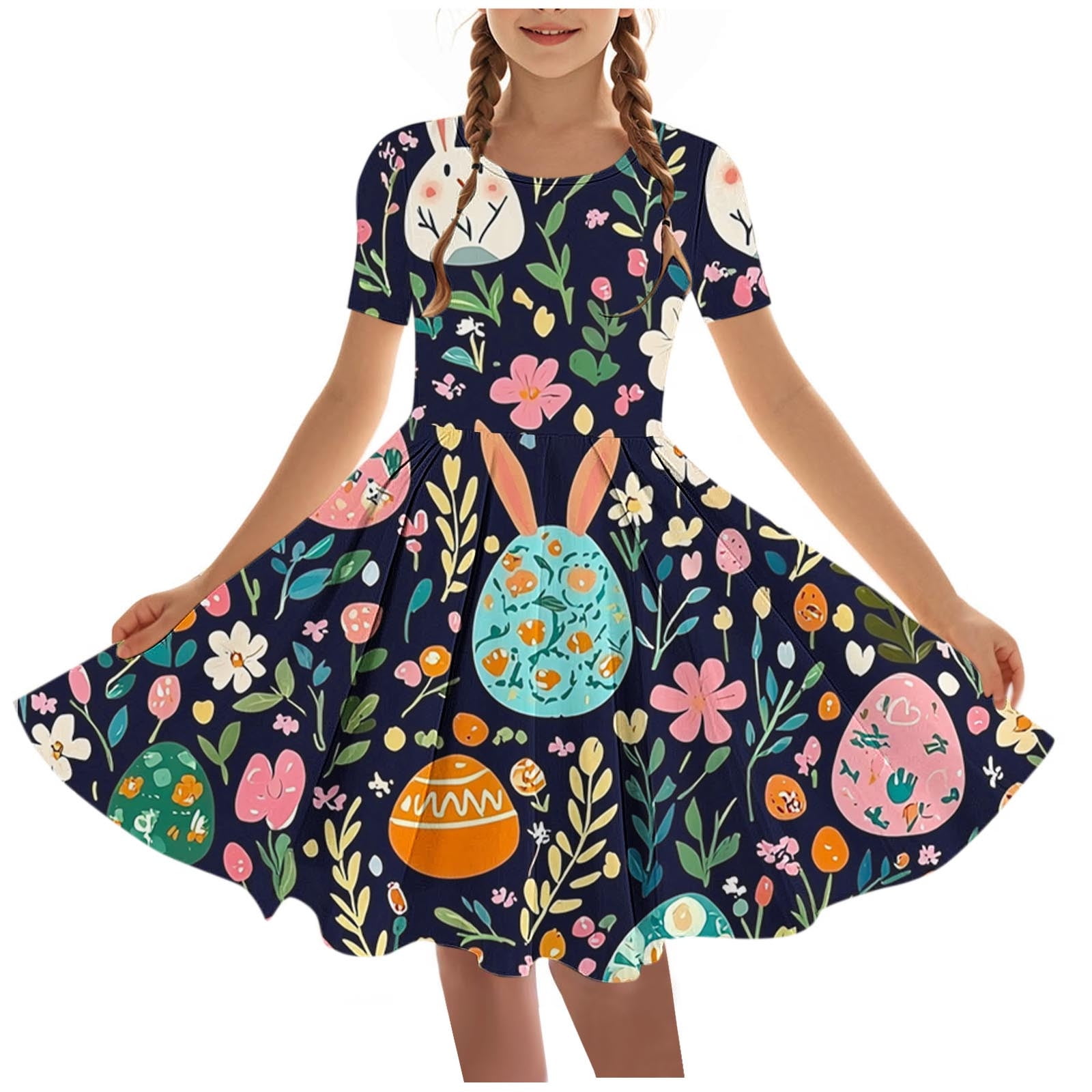 Cowsor Tween Girls Easter Printed Short Sleeve Crew Neck Ballet Leotard ...