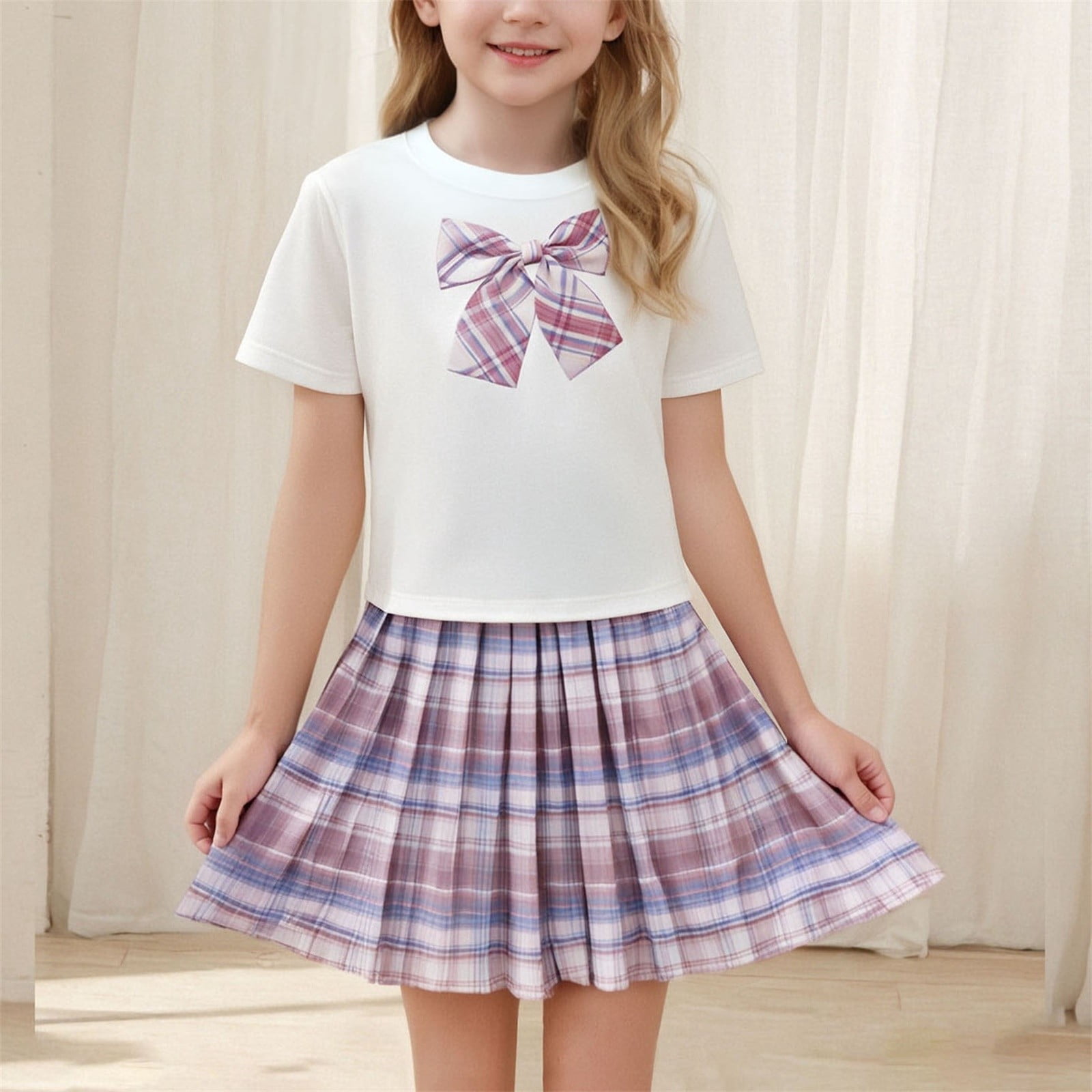 Cowsor Women's College Style JK Plaid Pleated Skirt School Cheerleading ...