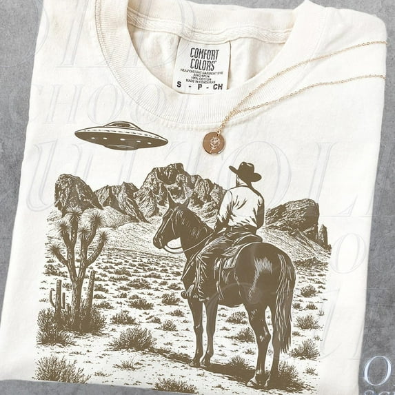 Cowwestern Ufo Tshirt, Retro Western Rodeo Shirt, Wild West Shirt ...